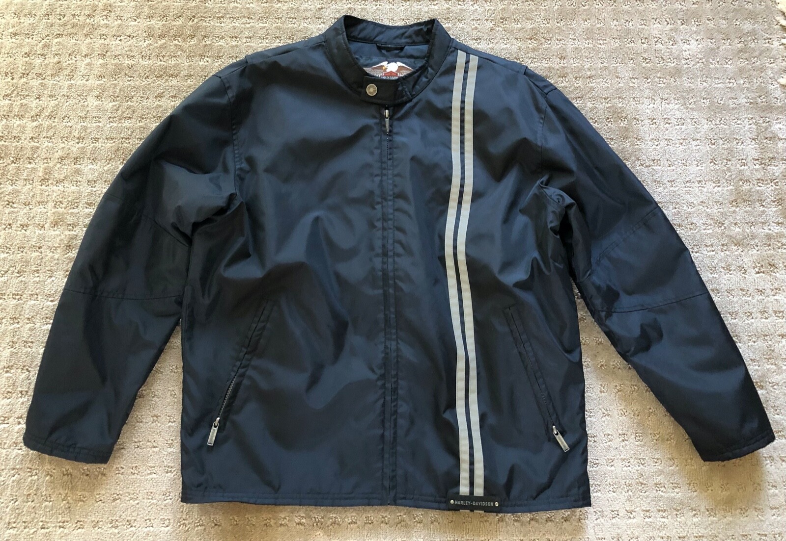 Harley-Davidson Nylon JACKET Grey Racing Stripes Wate… - Gem