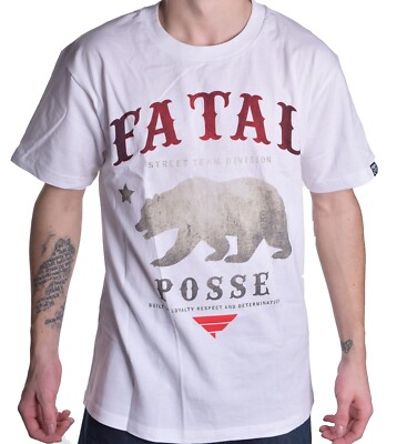 Fatal Clothing Mens White Bear Street Team Posse Tee Shirt Small | eBay