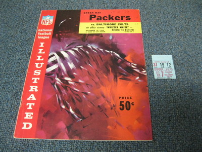 Nov 18, 1962 Baltimore Colts vs Greenbay Packers Program and Ticket ...