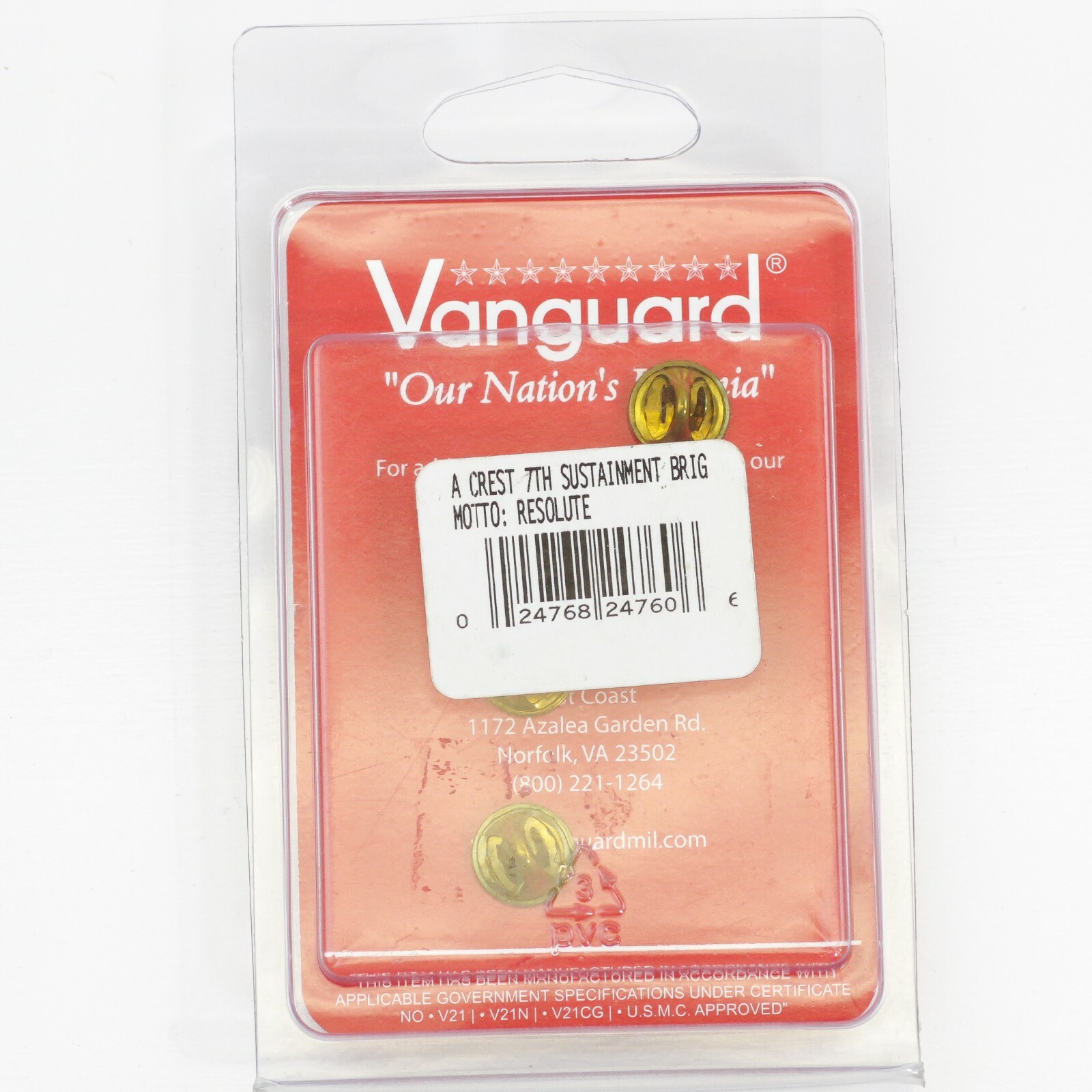 NEW VANGUARD CREST BADGE 7TH SUSTAINMENT BRIGADE MOTTO "RESOLUTE" PACK ...