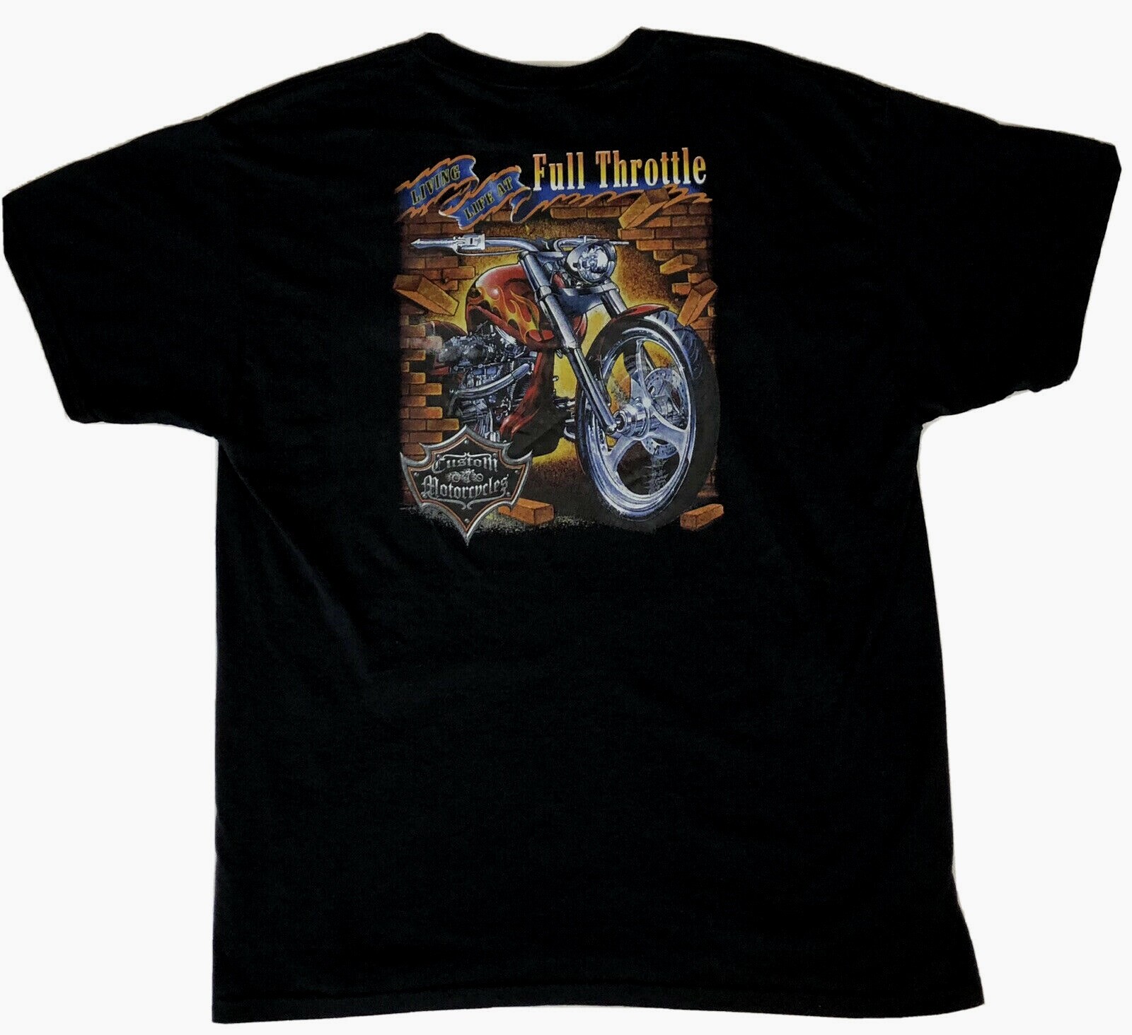 Custom Motorcycles Men's XL T Shirt Black Tee Living Life At Full ...