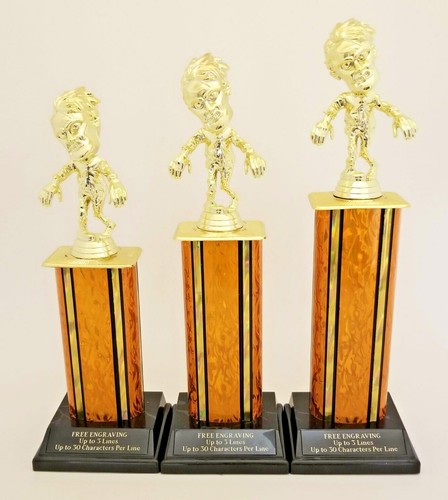 HALLOWEEN ZOMBIE TROPHY SET (3) - FREE ENGRAVING!!! | eBay
