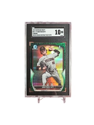 GRAYSON HITT 2023 BOWMAN CHROME DRAFT 1ST GREEN GRASS RC /99 Q1421 SGC ...