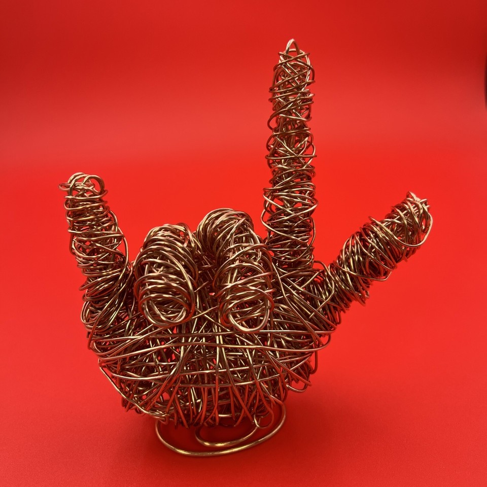 Handmade Copper Wire I Love You Sign Language Hand Sculpture Over 1 lb ...