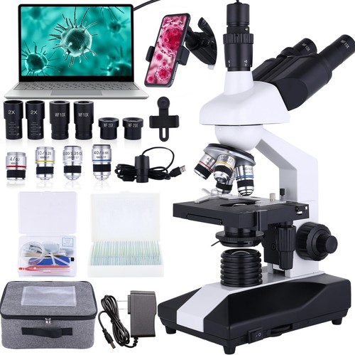 Compound Trinocular Microscope 40X-5000X Magnification, Research Grade ...