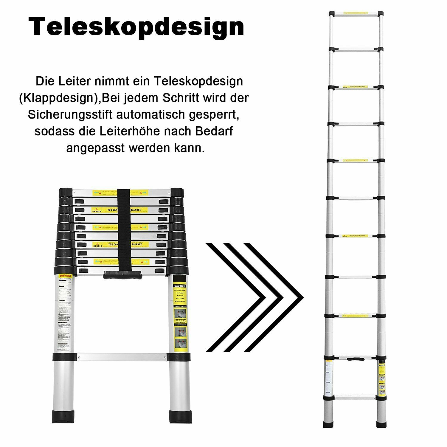 Telescopic Ladder Multi-Purpose Extendable Folding Aluminium 2M-6M ...