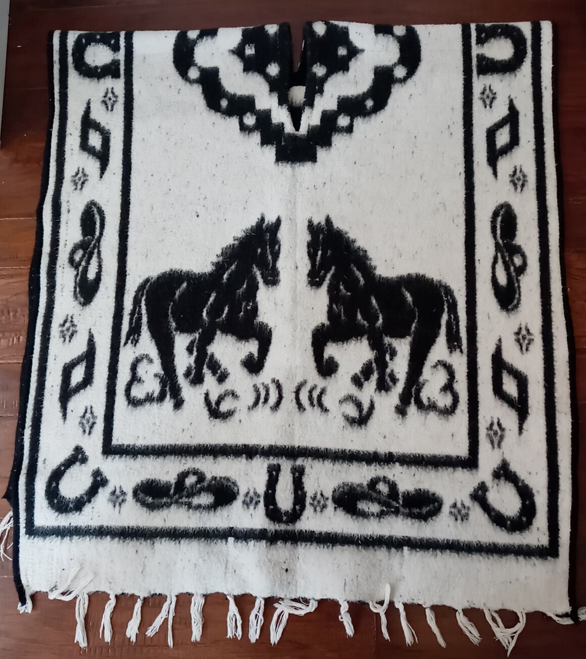 Thick Heavy Adult Wool Western Poncho Horse Blanket … - Gem