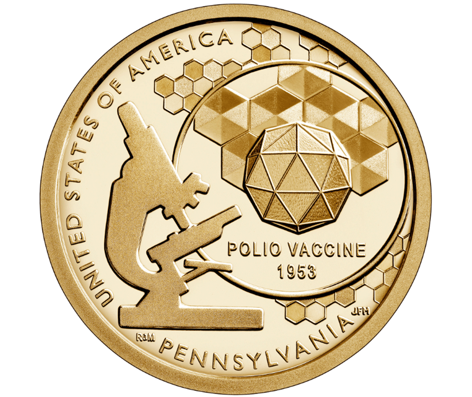 2019-PDS American Innovation Dollar PA Polio Vaccine-BU & Proof 3 coin ...