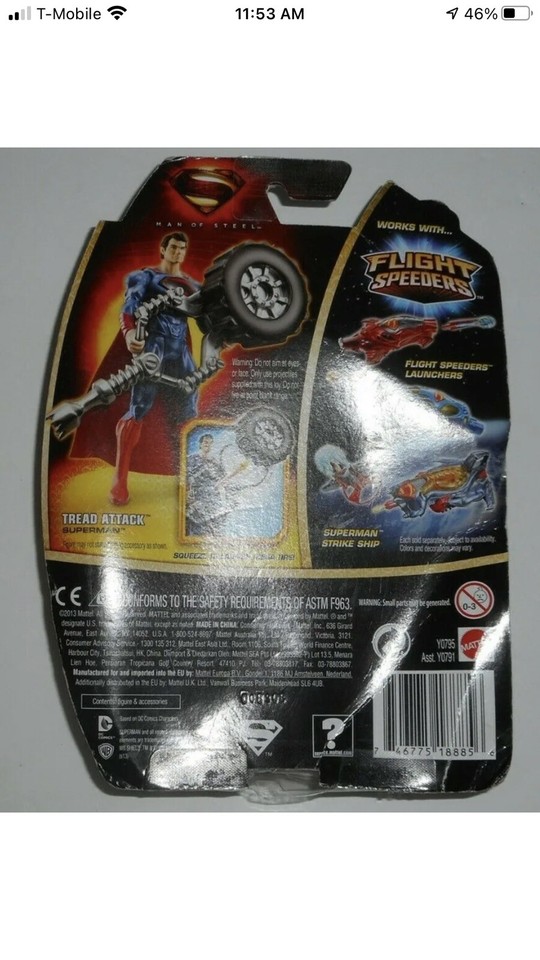 Superman Man of Steel Tread Attack 4” Figure Mega Tire Blaster New 2013 ...
