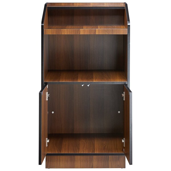 Restaurant Host Station in Walnut Laminated Wood - Hostess Podium ...