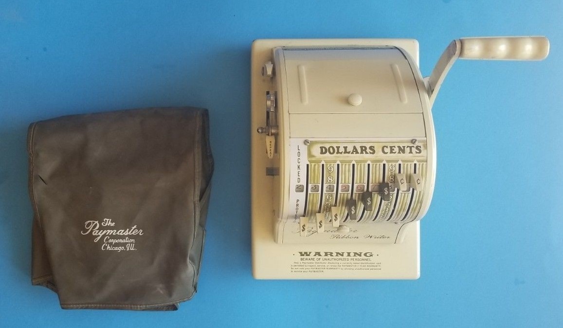 The Paymaster - Series 8000 Ribbon Writer & Cover Check Writing Machine ...
