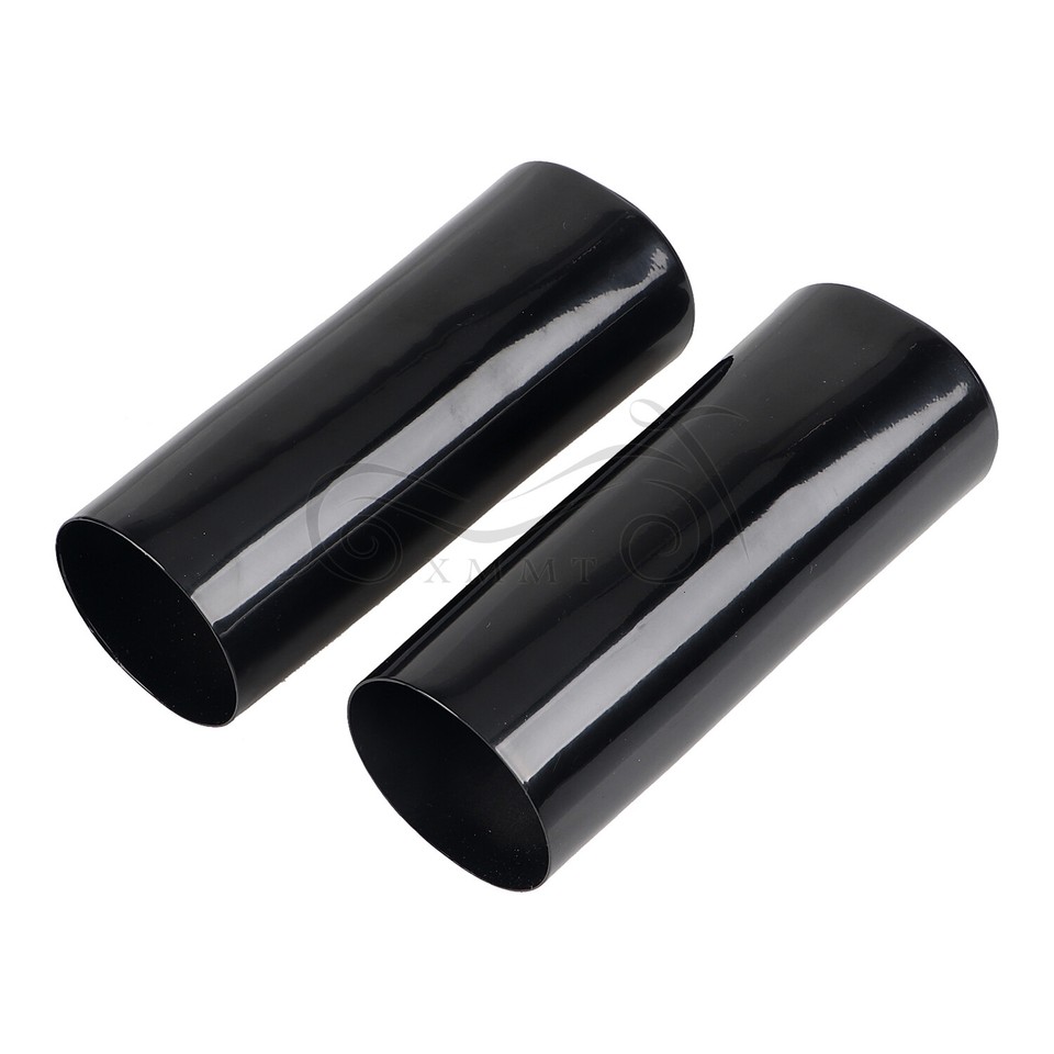 Black +2" Extend Smooth Fork Slider Cover Cow Bells For Harley Touring ...