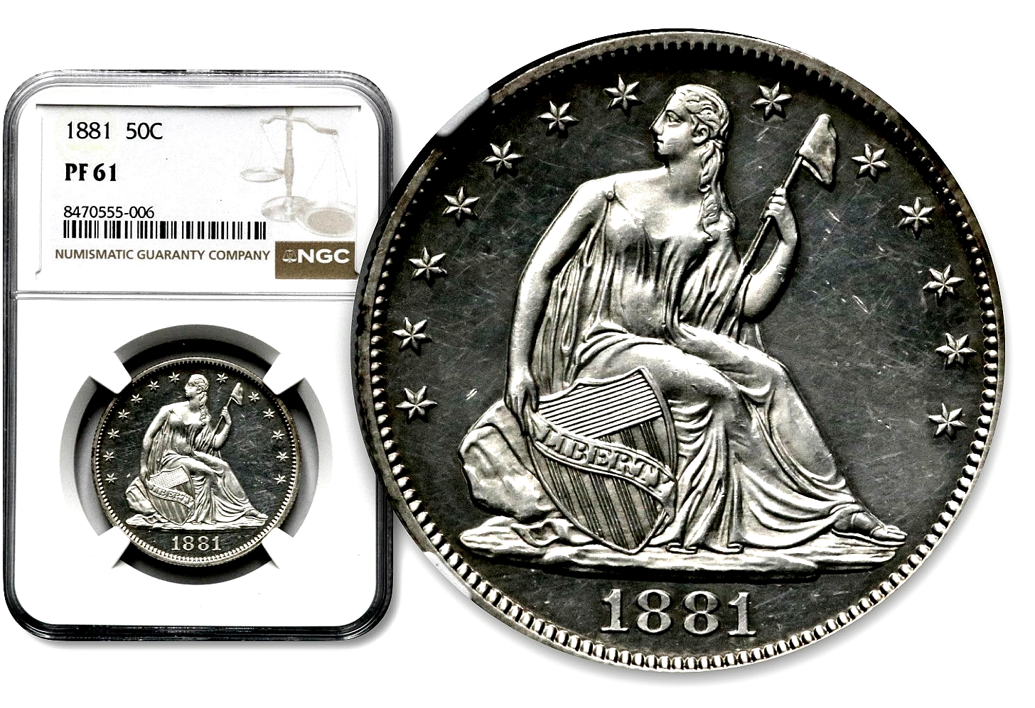 1881 50C Seated Liberty Proof Silver Half 1/2 Dollar - NGC PF 61 C1096 ...