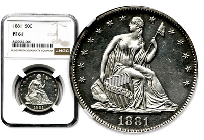 1881 50C Seated Liberty Proof Silver Half 1/2 Dollar - NGC PF 61 C1096 ...