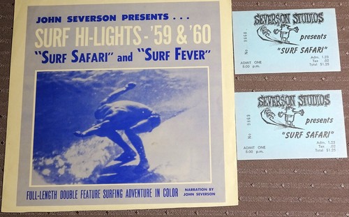 Vintage 1960 SURF SAFARI Flyer Poster 8.5" x 8.5" Surfing Severson w/ 2 ...