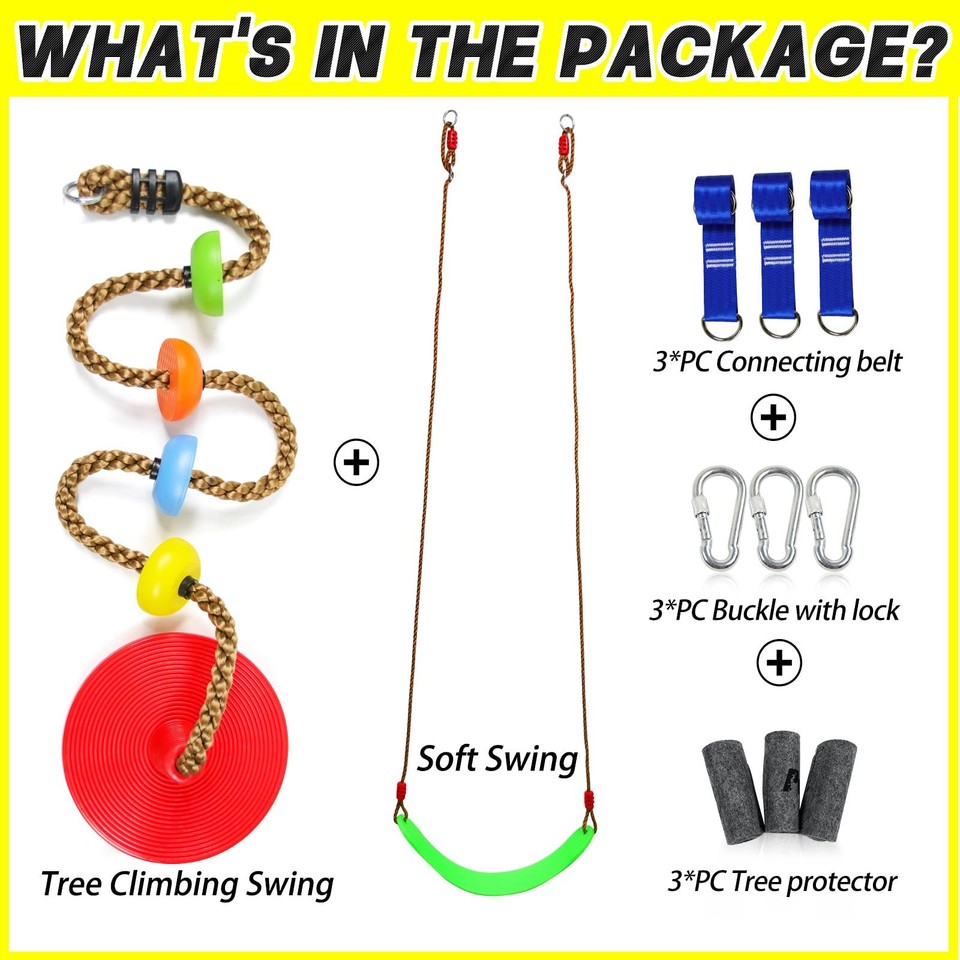 Tree Swing Climbing Rope 2 Pack Multicolor with Platforms Red Disc ...