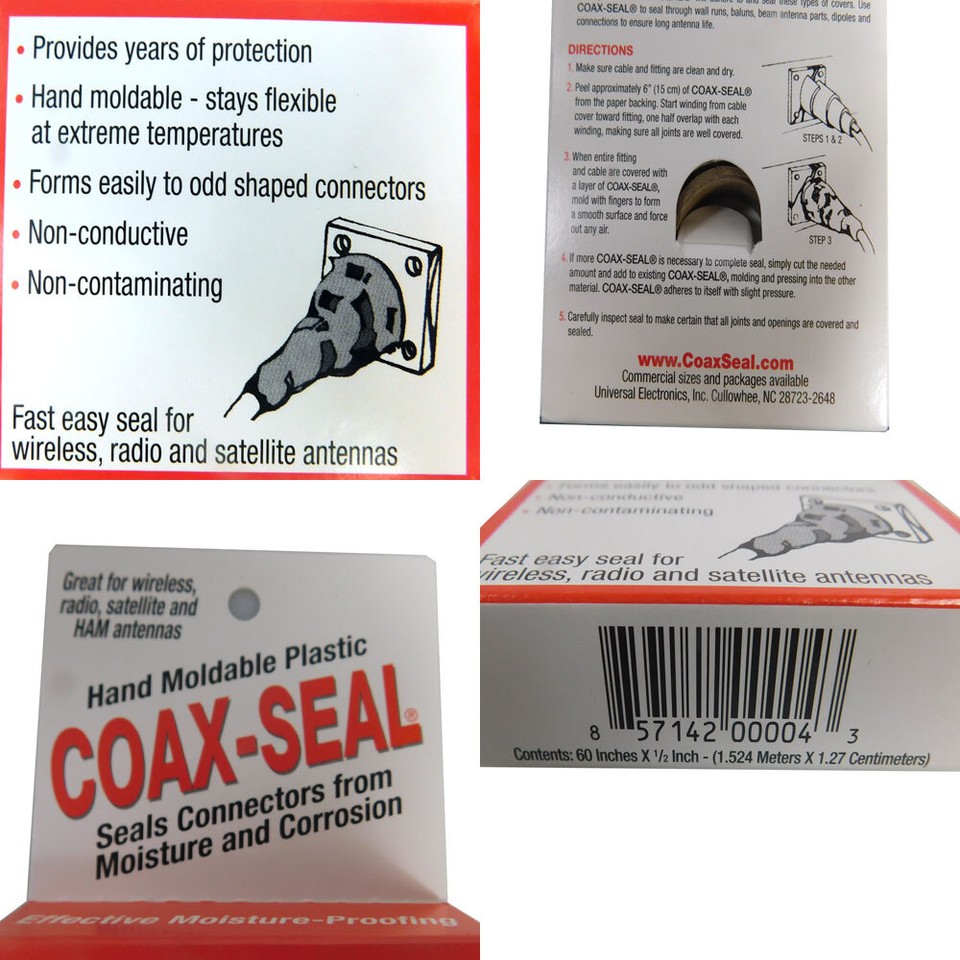 (Lot of 10) Coax-Seal #104 Hand-Moldable 5ft x 1/2" Plastic ...