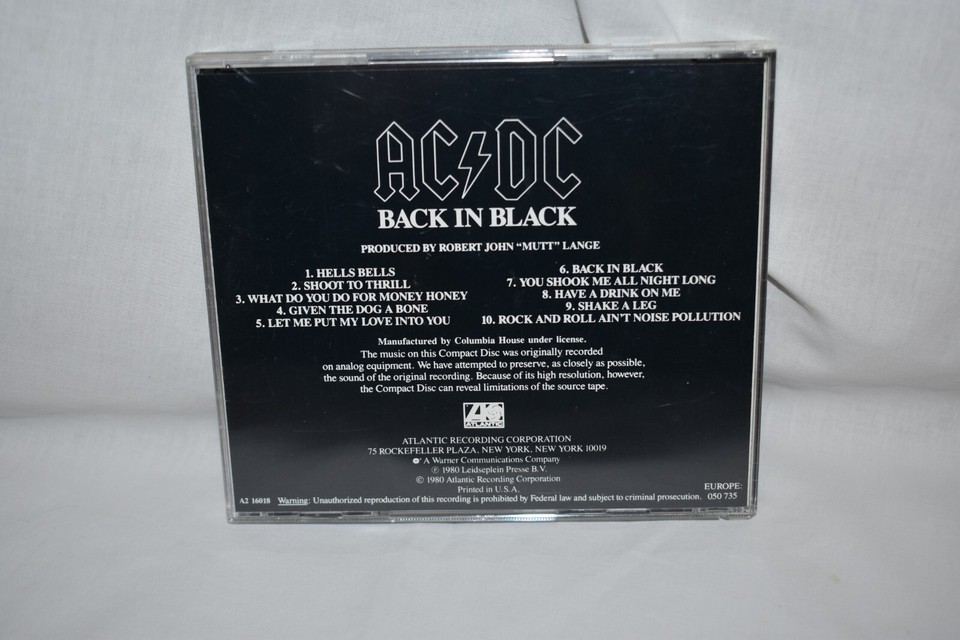 AC/DC, Back In Black, CD 1980, Atlantic Records - No UPC | eBay