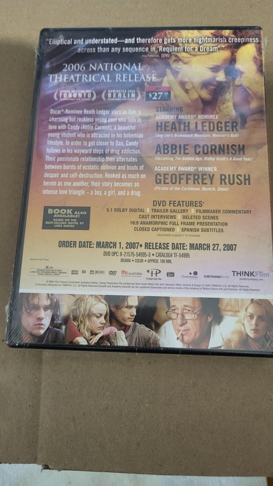 Candy - 2007 DVD Heath Ledger Abbie Cornish Geoffery Rush SCEENER COPY ...