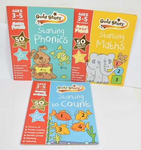 Gold Stars 3x Starting Phonics Maths Count Books Paperback Activity 3 ...
