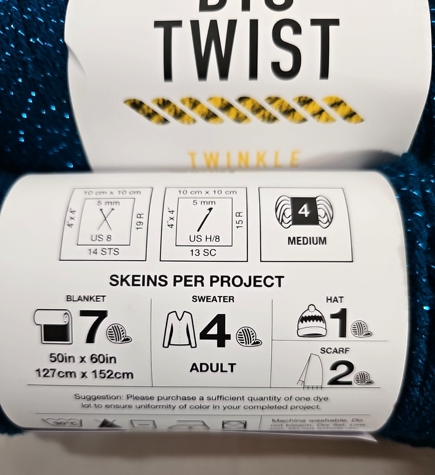 Big Twist TWINKLE Yarn - TEAL - Set of 4 - Dye Lot# 653556 - 6oz | eBay