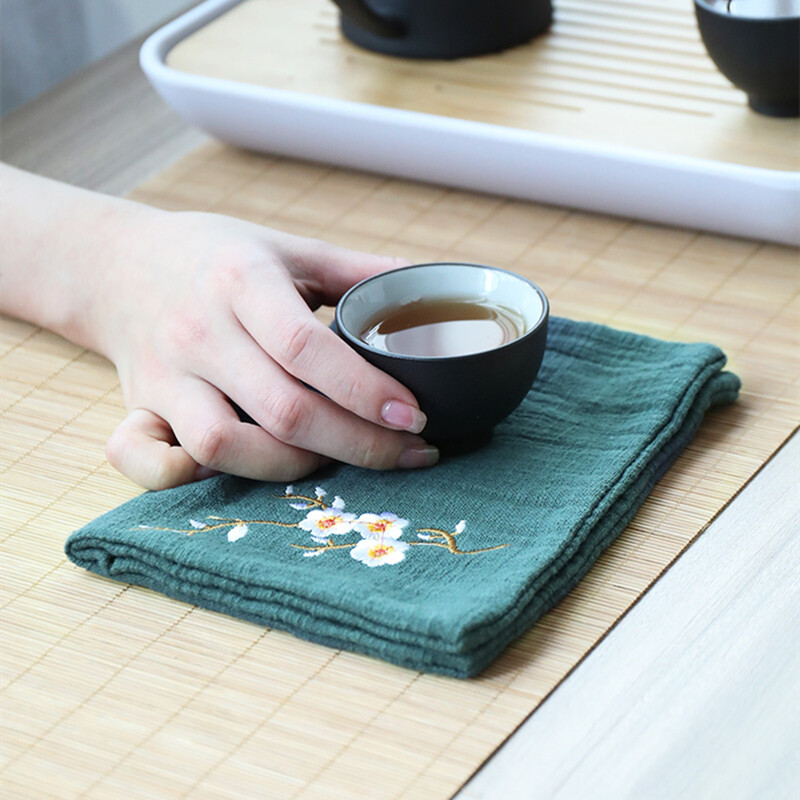 Tea Towel Water Absorbent Cloth Embroidered Cotton Linen Towel No ...