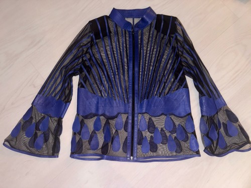 Stillman Studio NY Lamb Leather, Mesh Rain Drops Sheer Jacket. Sz S-M ...