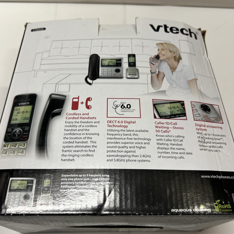 Vtech Cordless Corded Telephone And Answering Machine Digital System ...