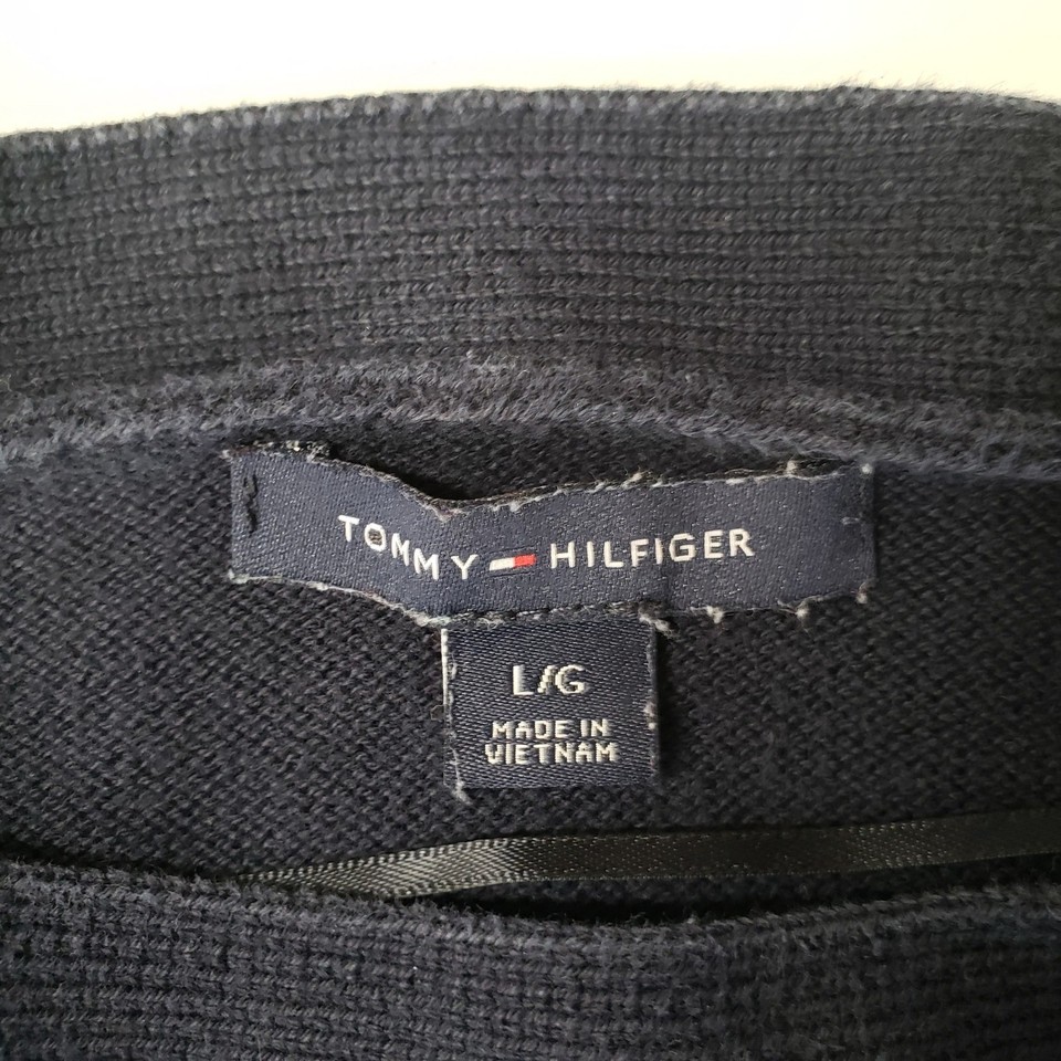 Tommy Hilfiger Girls Navy Blue Plaid Hem Long Sleeve Top Size L Preppy ...