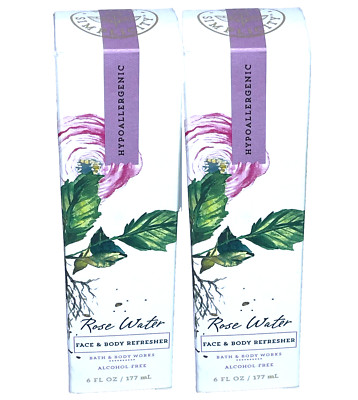 2 BATH & BODY WORKS ROSE WATER FACE & BODY REFRESHER ALCOHOL FREE 6 FL ...