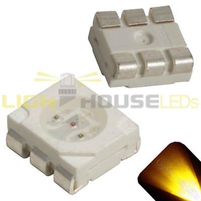 50 x LED PLCC6 5050 Yellow Gold SMD LEDs Light Super Ultra Bright Car ...