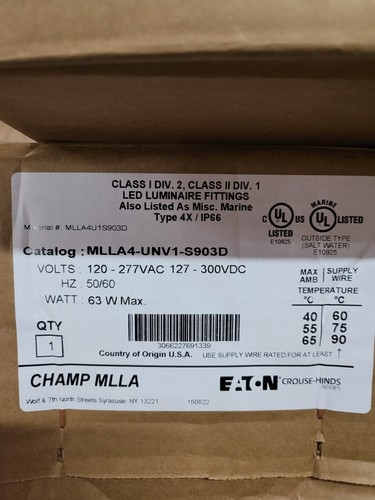 MLLA4-UNV1-S903D Eaton Crouse-Hinds Champ LED light fixture Marine Salt ...