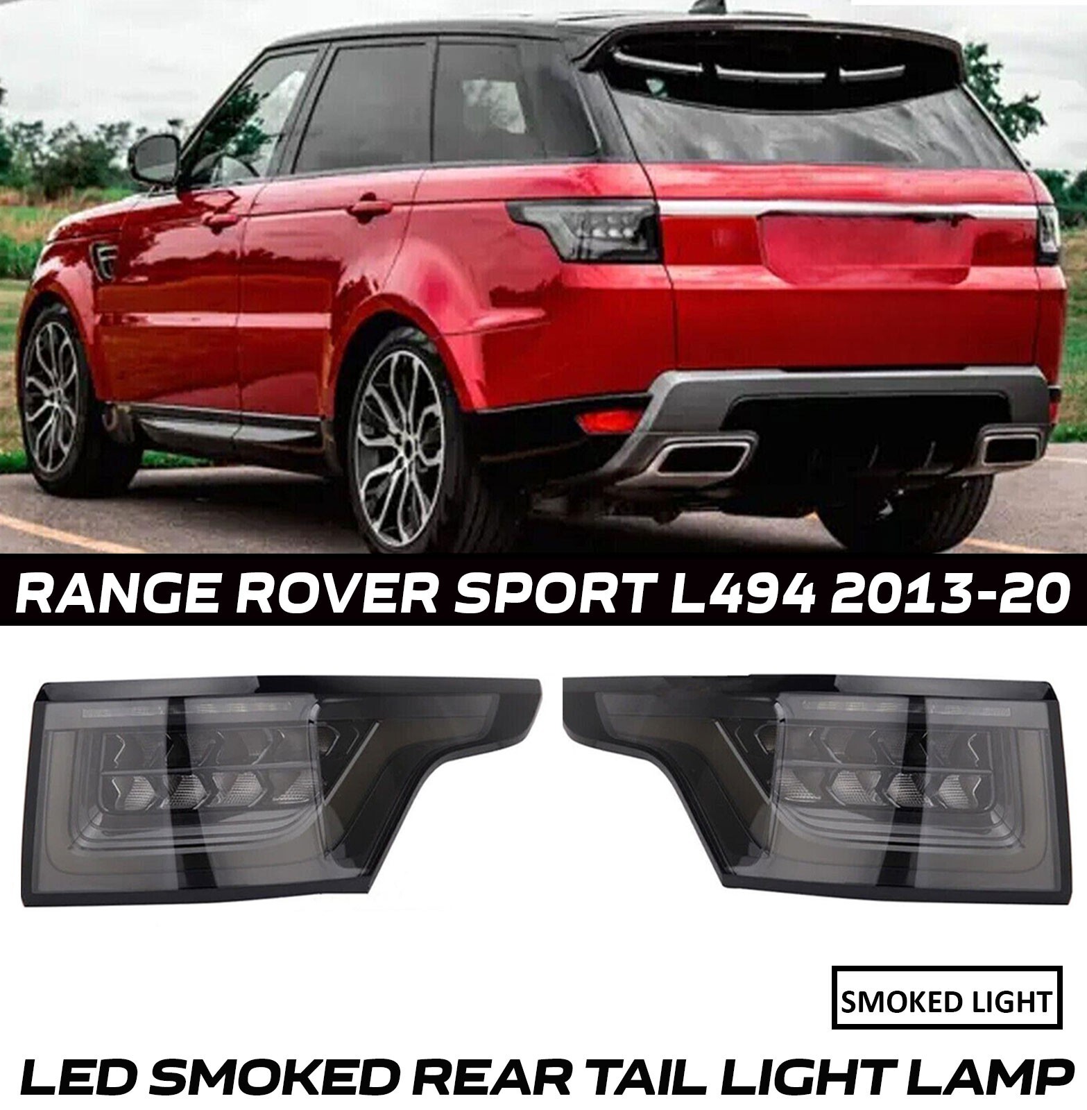 2X DYNAMIC LED SMOKED REAR TAIL LIGHT LAMP FOR RANGE ROVER SPORT L494 ...