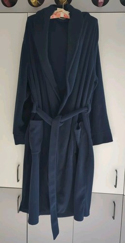 LL Bean Men's Belted Fleece Robe 2 Front Pockets Blue Size Large Reg | eBay
