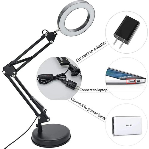 Dimmable Swing Arm Desk Lamp with Clamp 68 LED Flexible Architect Work ...