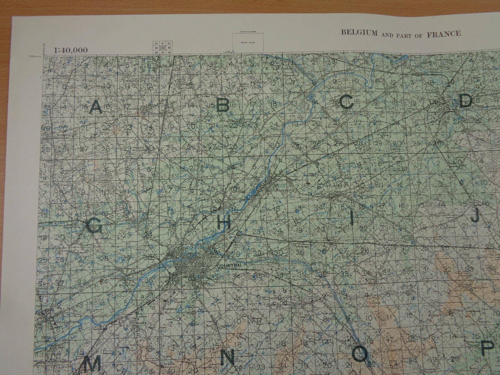 WW1 (1917) RARE British RELIEF MAP showing COURTRAI in BELGIUM - (SHEET ...