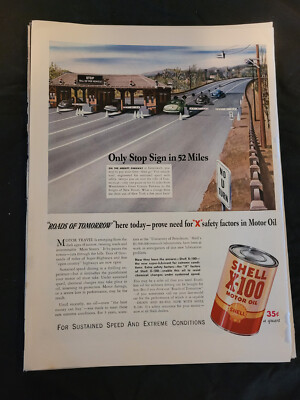 VTG 1941 Original Magazine Ad Shell Gas Gasoline Only Stop Sign in 52 ...