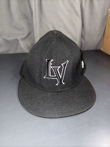 VINTAGE NEW ERA LV LAS VEGAS MLB BASEBALL CAP 100% Black WOOL USA MADE ...