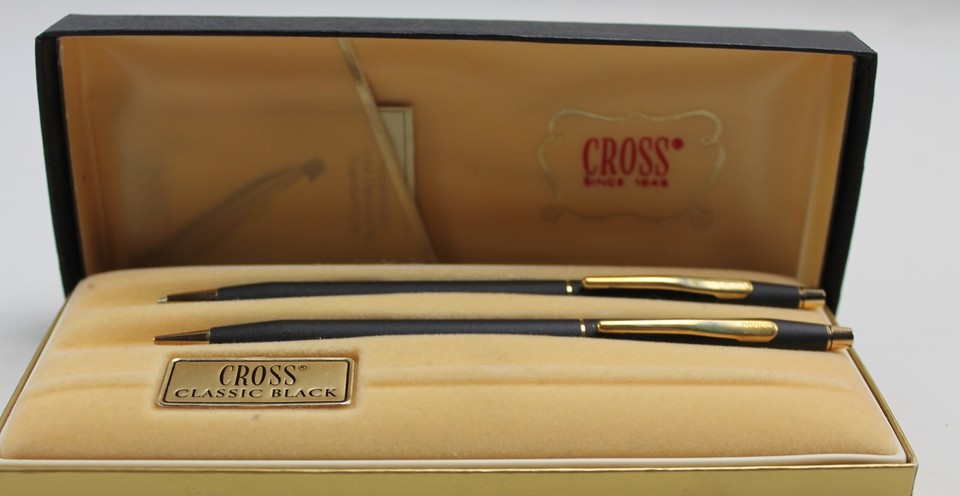 Vintage Cross Pen Classic Black Pen Pencil Set Blue Ink | eBay