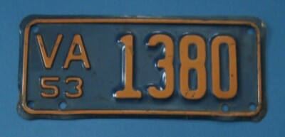 1953 Virginia Motorcycle License Plate nice all original | eBay