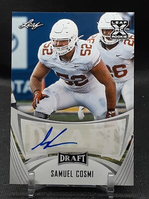 SAMUEL COSMI 2021 LEAF DRAFT AUTO ROOKIE COMMANDERS TEXAS LONGHORNS | eBay