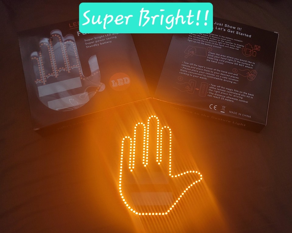 Fun Finger Hand Gesture LED Light with Remote Car Window Sign Hand ...