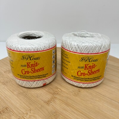 J & P Coats Pearl Knit-Cro-Sheen White - Pearl Size 10, 100 yds Each, 2 ...