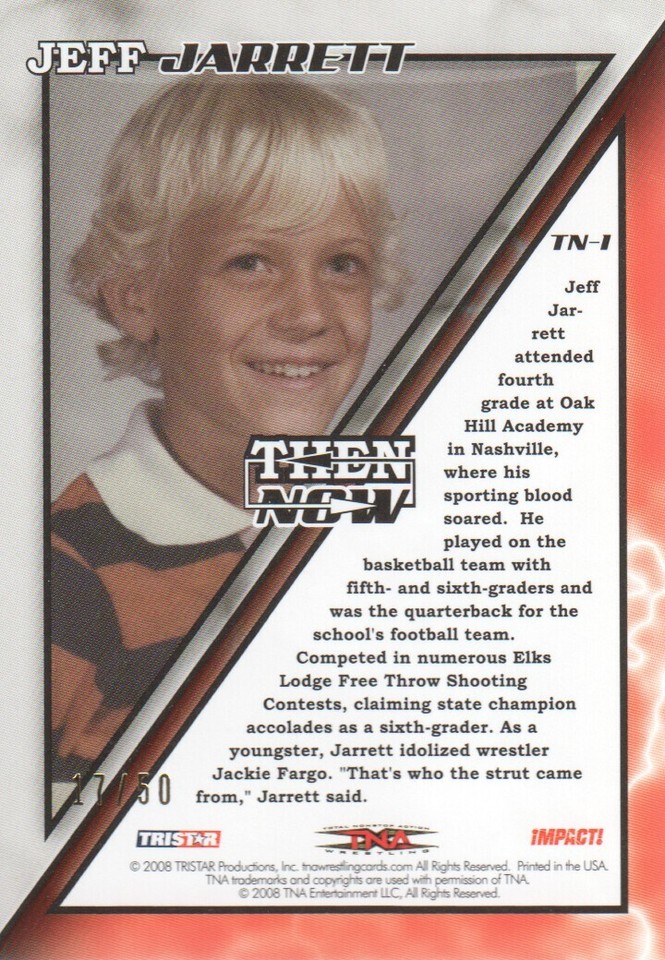 2008 TriStar TNA Impact Wrestling Then & Now Gold #TN1 Jeff Jarrett 17/ ...
