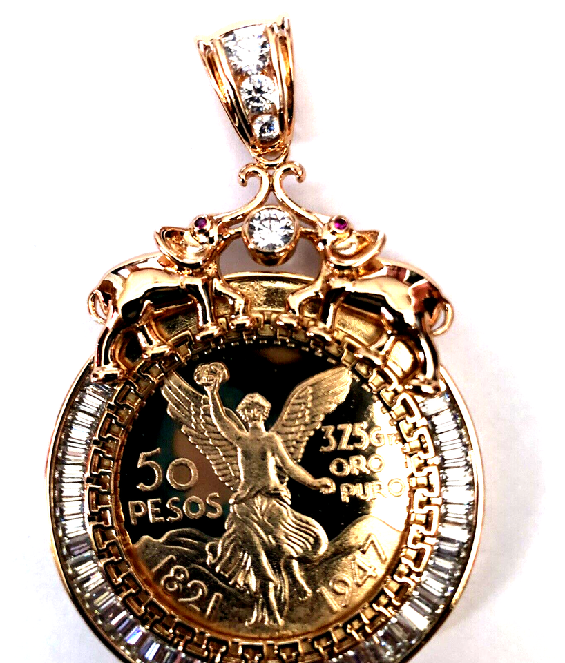 14K Gold Plated Mexican Centenario Coin 50 Pesos Pendant Medal | eBay