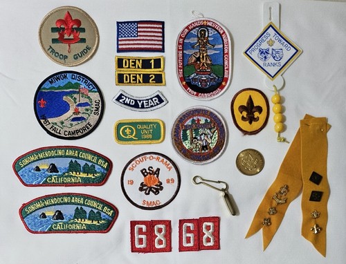 Vintage Boy Scouts of America Patches Badges Lot of 16 + Ribbons Pins ...