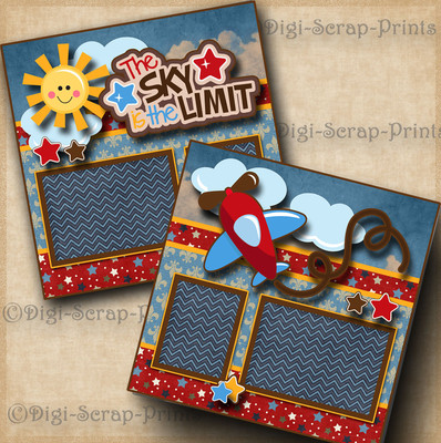 THE SKY IS THE LIMIT 2 premade scrapbook pages for album layout BOY ...