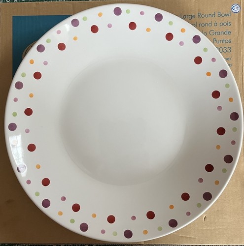 Pampered Chef Simple Additions Polka Dots Large Round Serving Bowl ...
