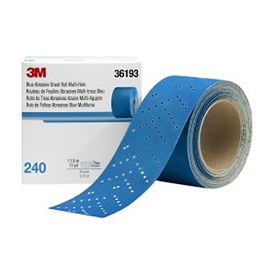 3M Hookit 36193 Blue 240 Grit Blocking Paper Roll Multi-hole 2.75 inch ...
