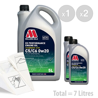 Millers Oils EE Performance C5/C6 0w-20 Car Engine Oil Service Kit 7 ...